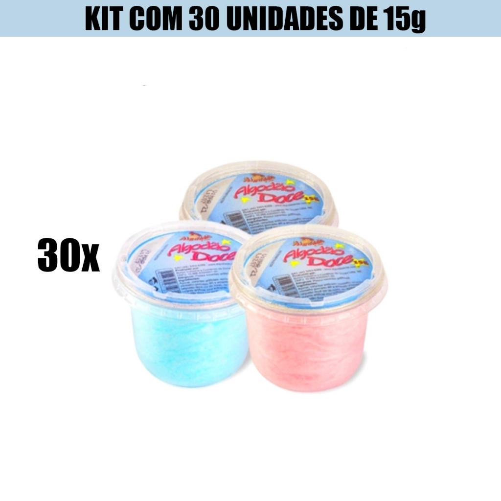 Algodão Doce Para Festas Kit Com 30 Unidades Algodão Doce 15 Gramas ...