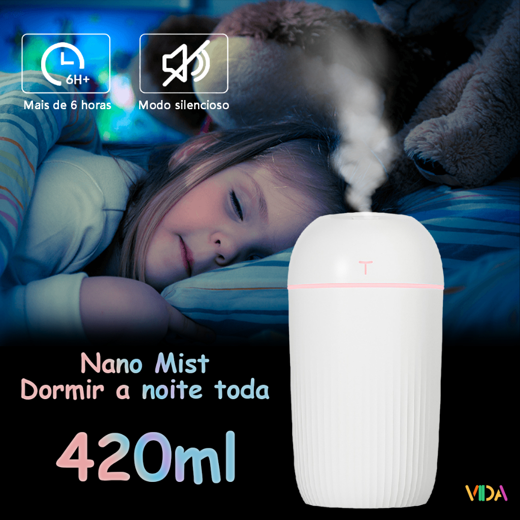 Umidificador De Ar Difusor De Aromas Aromatizador De Ambiente Usb Led Purificador De Ar 420ml ...