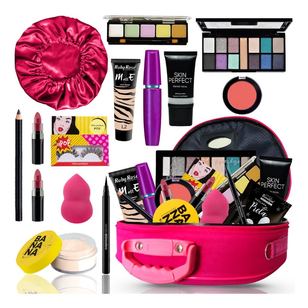 Maleta de Maquiagem Adulto Ruby Rose Fenzza Jasmyne MaxLove, Touca de ...