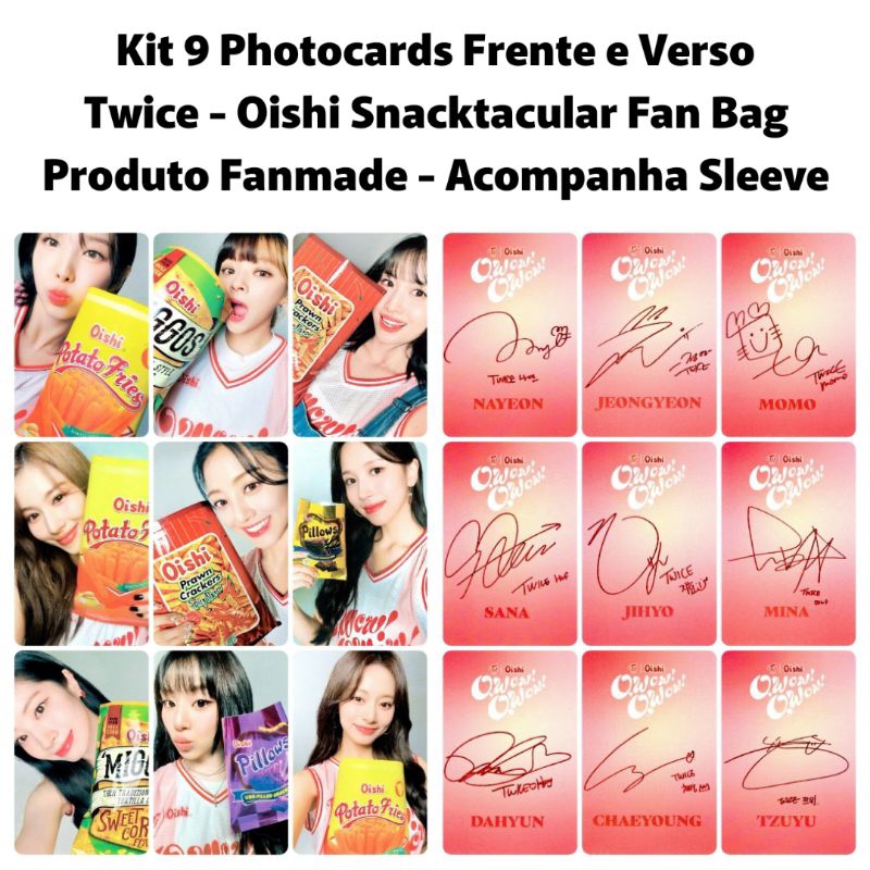 Kit 9 Photocards | Twice - Oishi Snacktacular Fan Bag | Frente e Verso ...