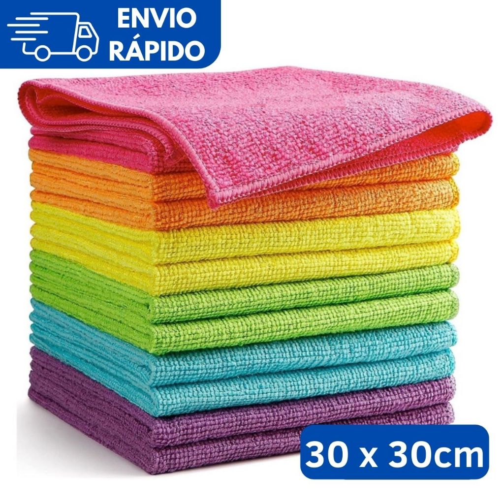 Kit 20 Panos De Limpeza Microfibra Multiuso Alta Absorção Macio Toalha ...