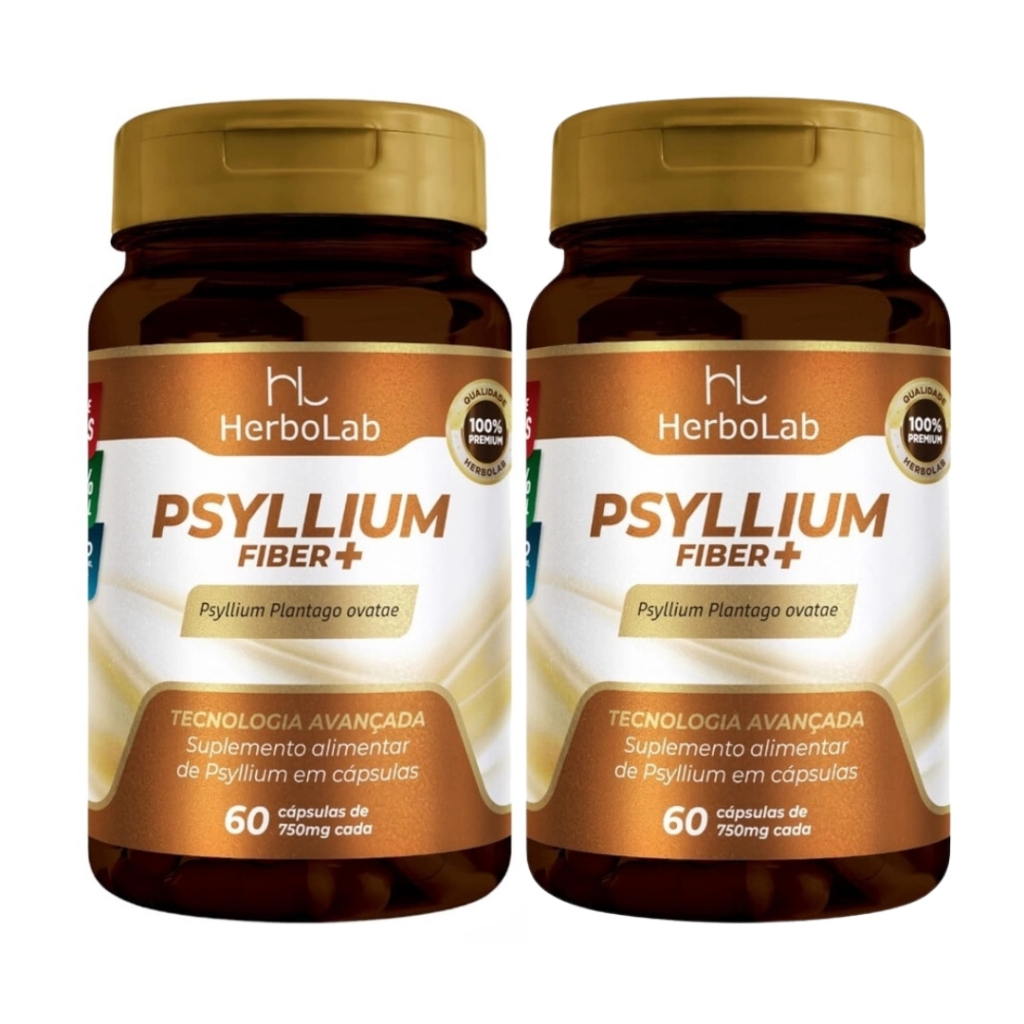 KIT C/2 Psyllium Fiber pro - 60 cáps 700mg - Herbolab | Shopee Brasil