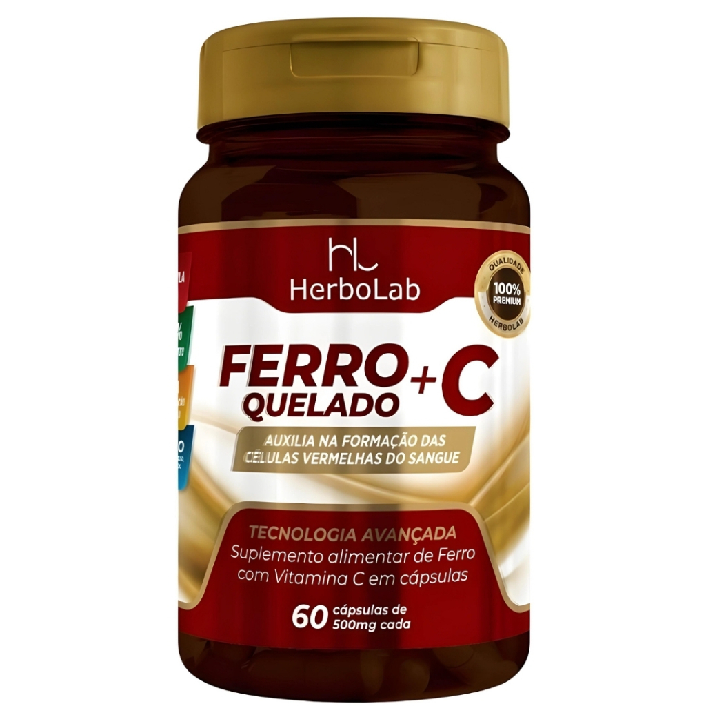 Ferro + Vitamina C Quelado 60 Cápsulas - Herbolab | Shopee Brasil