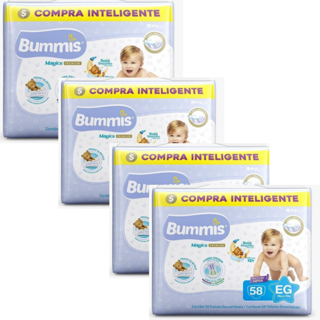 Fralda Descartável Bummis Tubos Pacotão Hiper KIT 4 PCT - todos ...