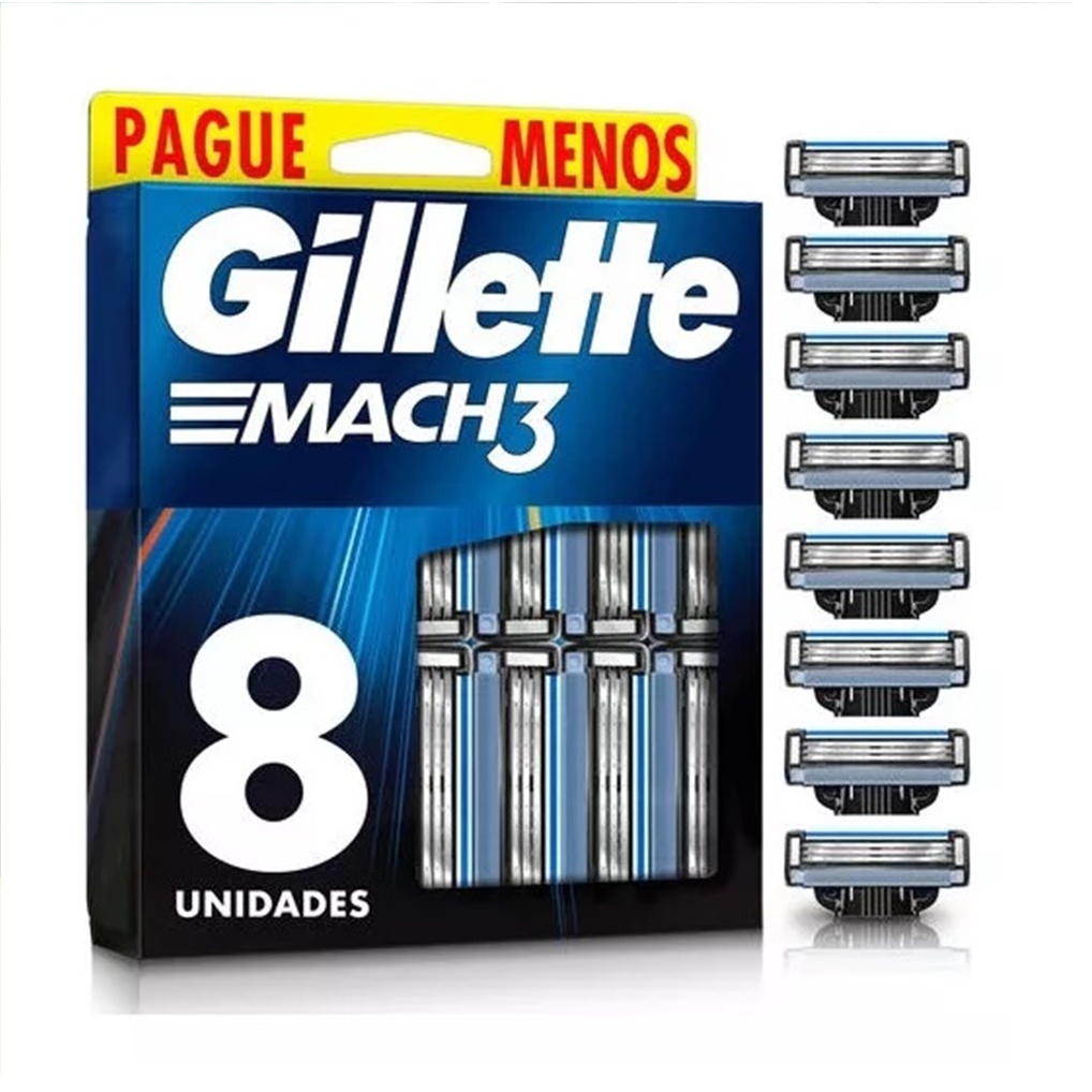 Gillette Mach 3 Refil De Lâminas com 8 unidades (original) | Shopee Brasil
