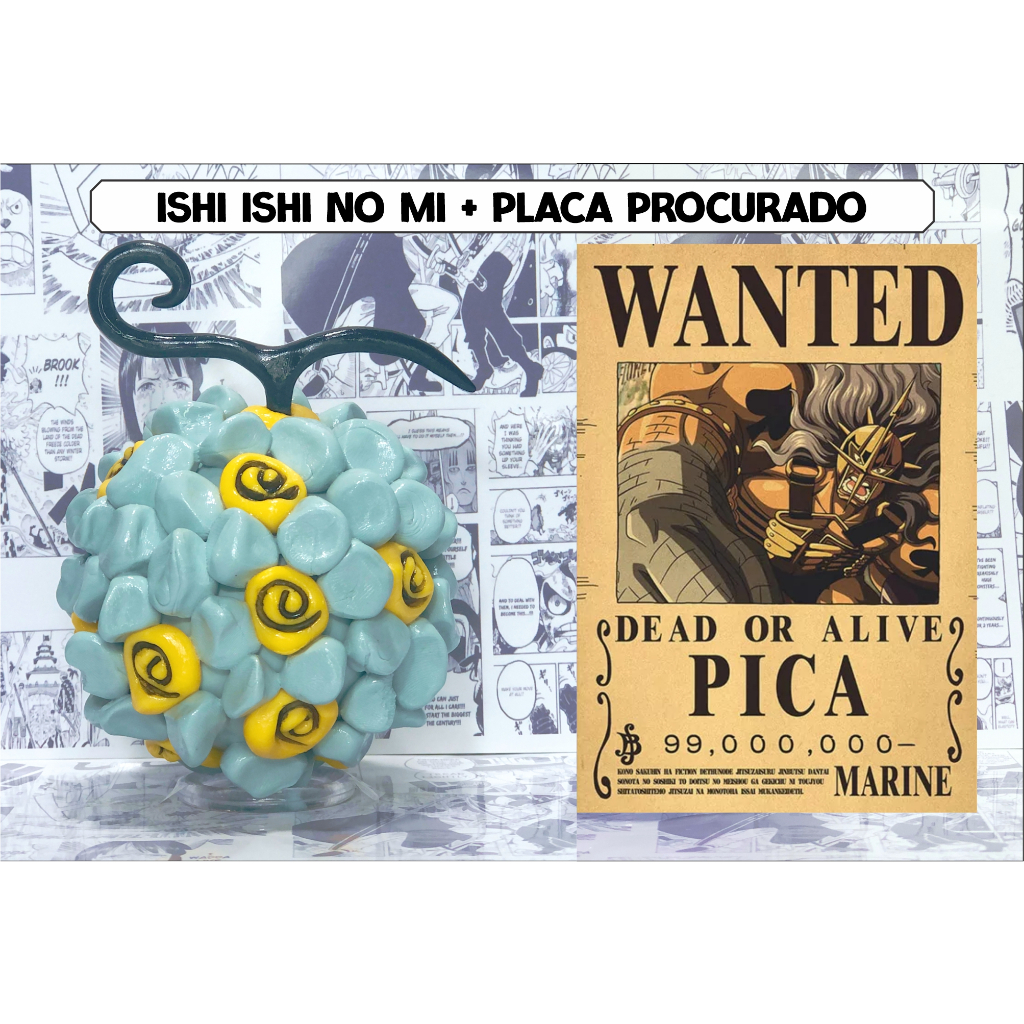Action Figure - Akuma no mi - Kit Ishi Ishi No Mi + Placa Procurado - One Piece | Shopee Brasil