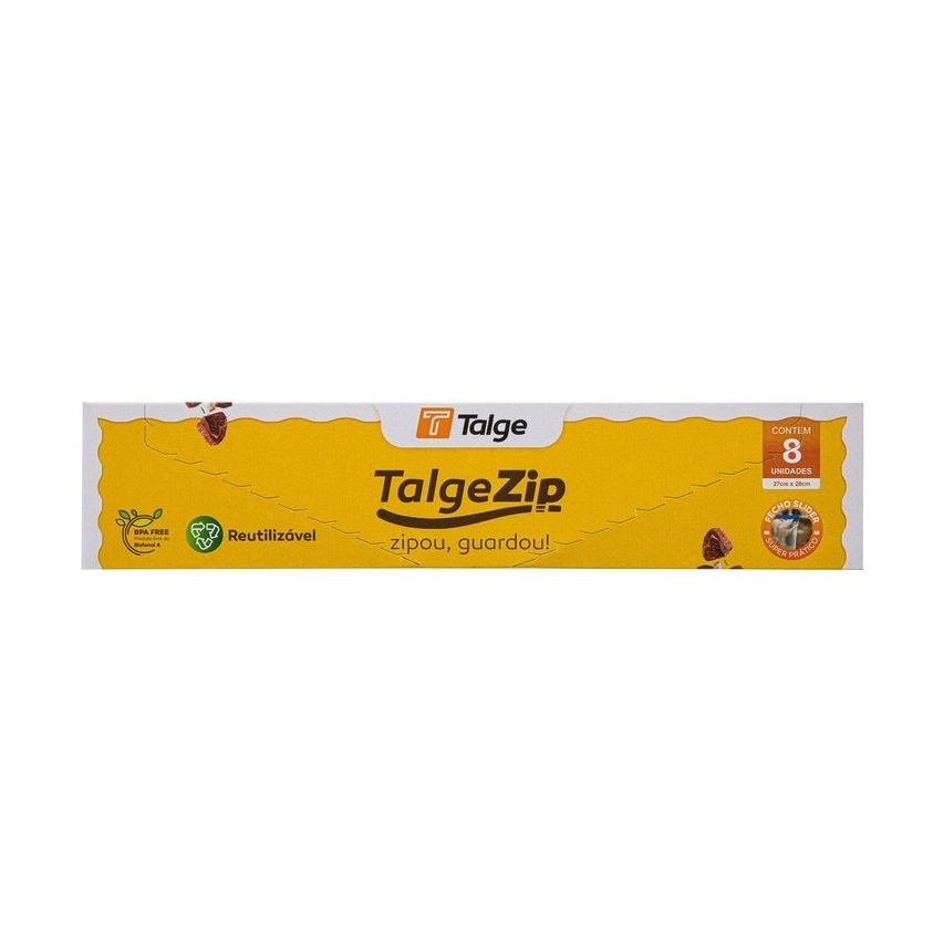 Saco Zip Hermético Com Fecho Slider 27x28cm C/8UN – TALGE | Shopee Brasil