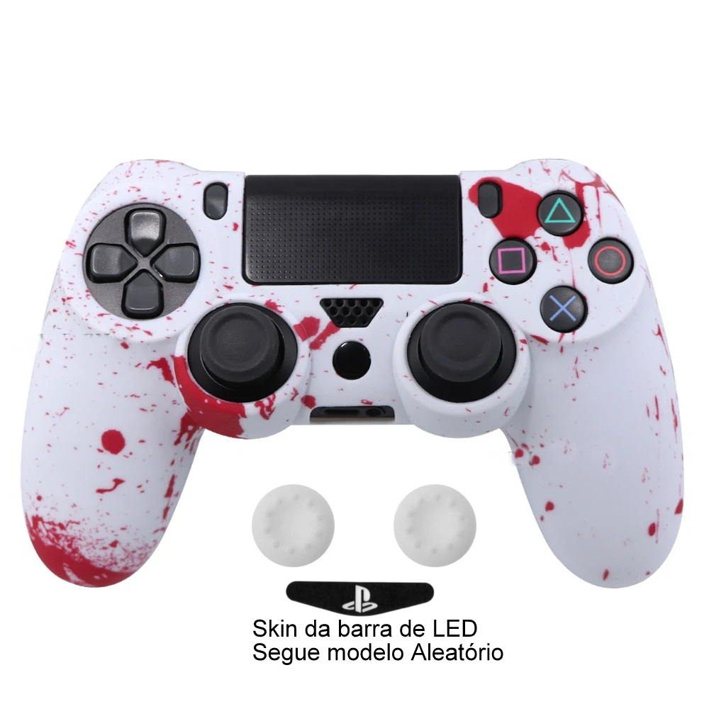 1 Capa Protetora para Controle de Ps4 Case de Silicone 1 par de Grip protetor do analogico