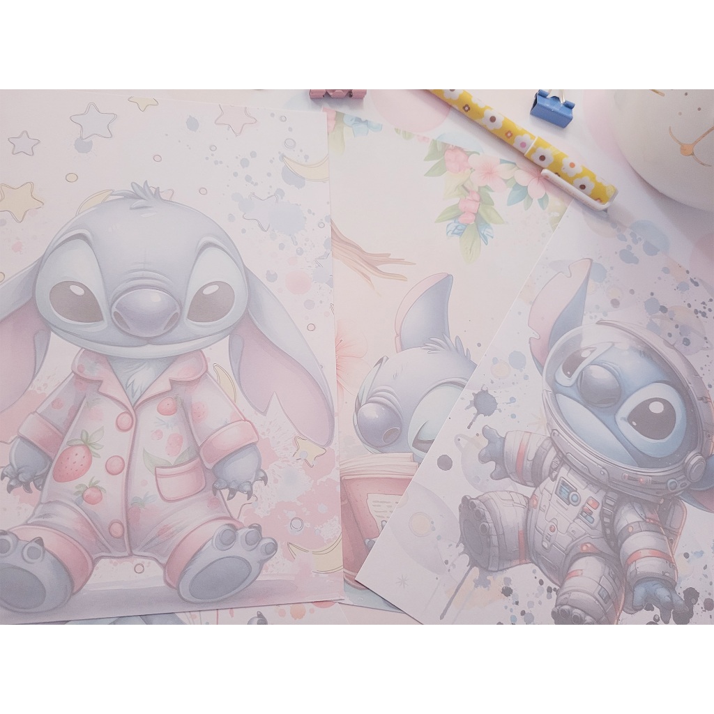 Papéis de Carta - Stitch Personagens fofos - Papel Decorado para ...