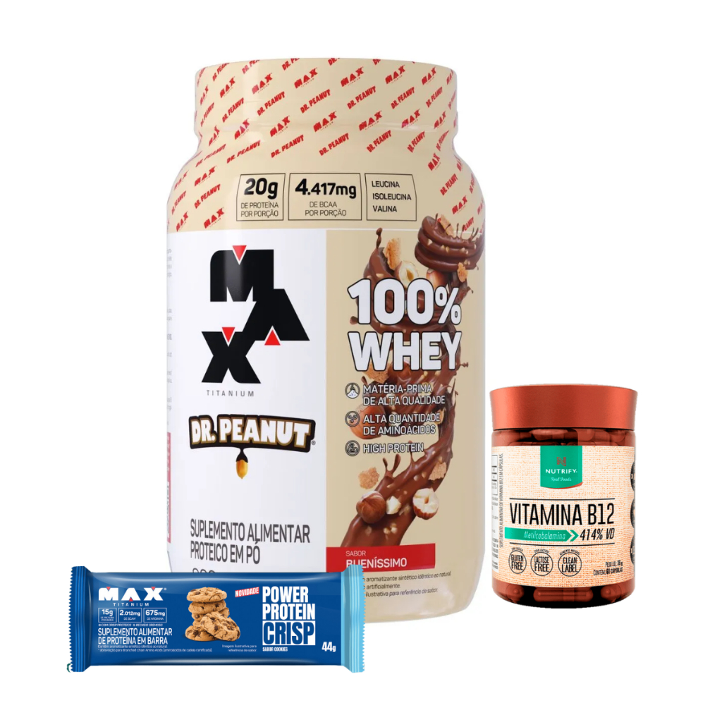 Whey Protein Dr. Peanut 100% - 900g - Max Titanium + Barrinha de ...