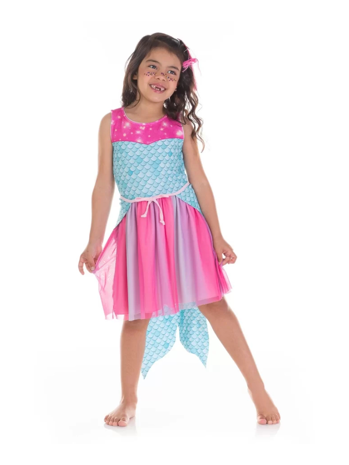 Fantasia Infantil Sereia com Cauda Vestido Menina A Pequena Sereia ...