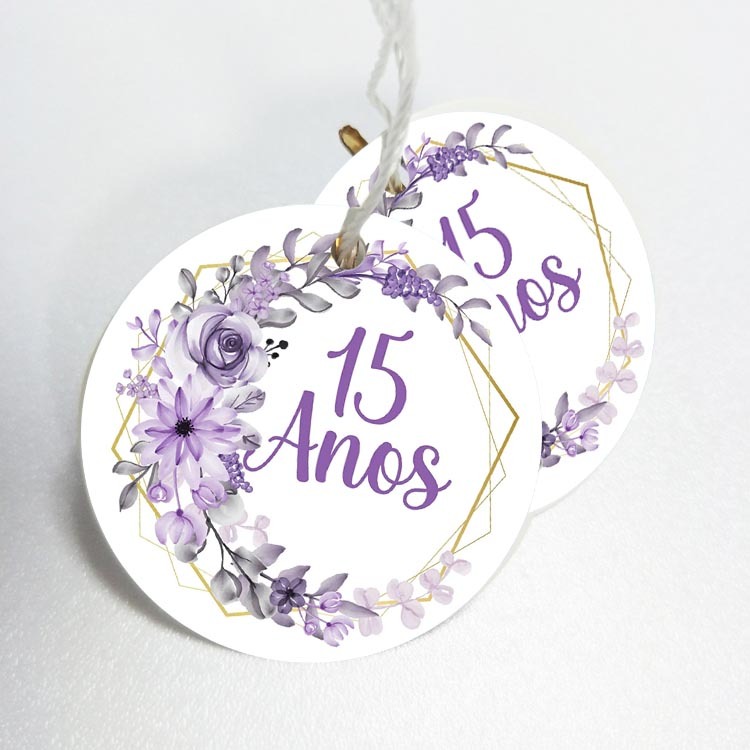 Tags de agradecimento Meus 15 anos lilas | Shopee Brasil