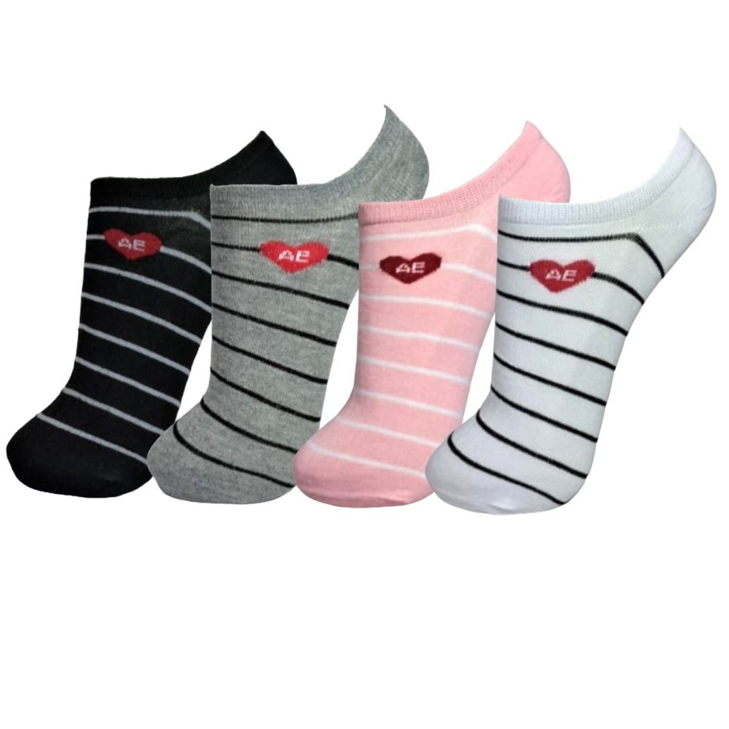 Kit 12 Pares Meia Listrada Colorida Feminina Sapatilha Invisivel Cano ...