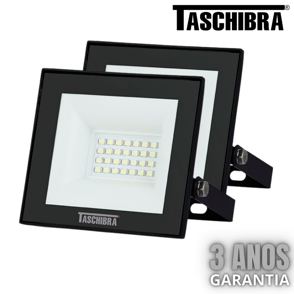 Kit 2 Refletor Led Holofote Smd 30W Taschibra 6500K Branco Frio Bivolt | Shopee Brasil