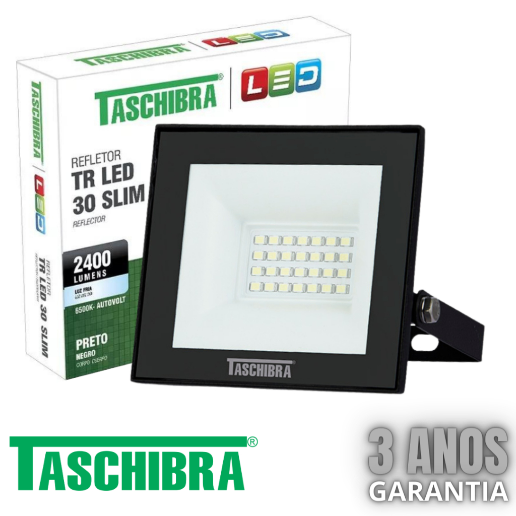 Refletor Led Holofote Smd 30W Taschibra Bivolt 6500K Branco Frio | Shopee Brasil