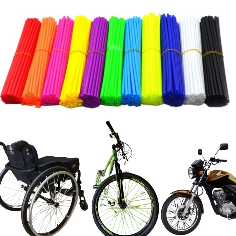 Capa De Raio Para Bike Moto Cadeira De Rodas Universal Bicicleta Canudo Cores | Shopee Brasil