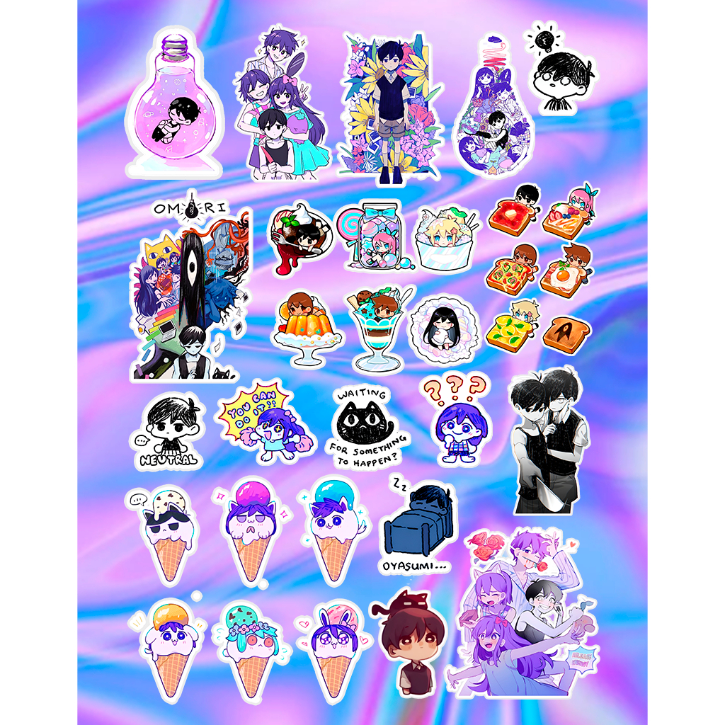 Cartela Colantes Holográficos Omori - Jogo - Adesivo Sticker ...