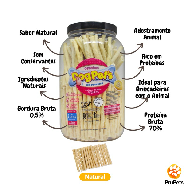 OSSO PALITOS NATURAL COMESTIVEIS SABOR NATURAL 1,5 kg - DOGPETS ...