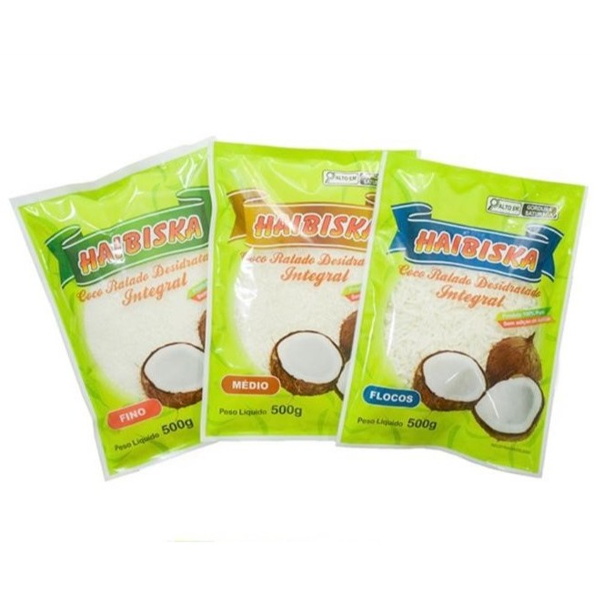 KIT Coco ralado Fino Médio e flocos 500G desidratado Zero açúcar Sem ...