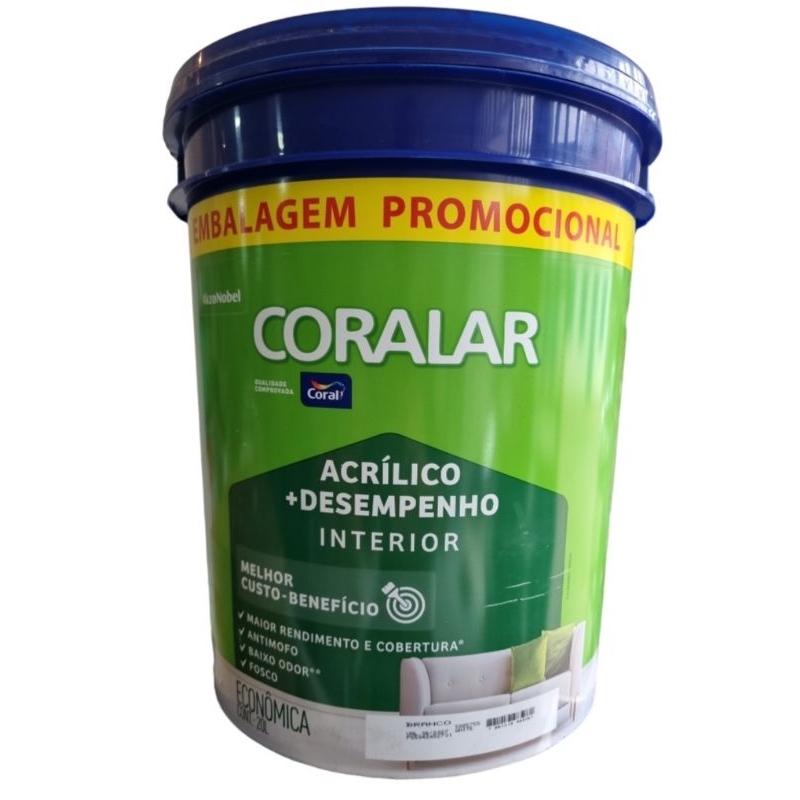 Tinta Coral Acrílico Coralar Balde 20 Lts Branco | Shopee Brasil