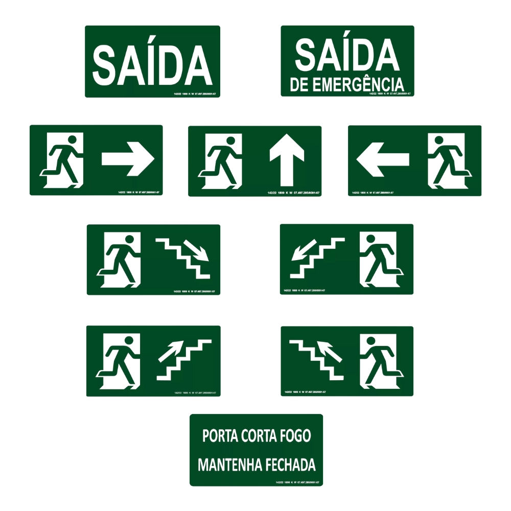 Placas de Sinalização Rota de Fuga Fotoluminescente 24x12cm/1mm ...