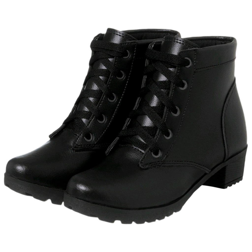 Bota Feminina Coturno Botinha Preta Tratorada Botas da Moda Salto Baixo ...