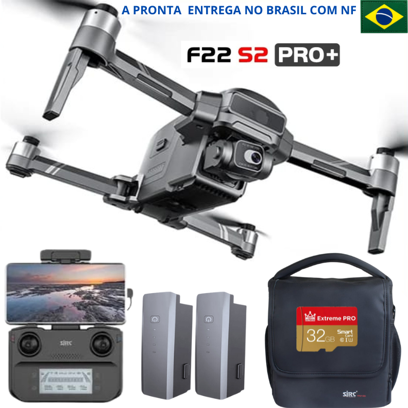 Drone F22 S2 Pro+ com Câmera 4K Sensor de obstáculos 6km GPS Gimbal 2 ...