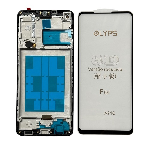 Tela Display Lcd Frontal Sam A21s (A217) Preto Com Aro + Película 3D | Shopee Brasil