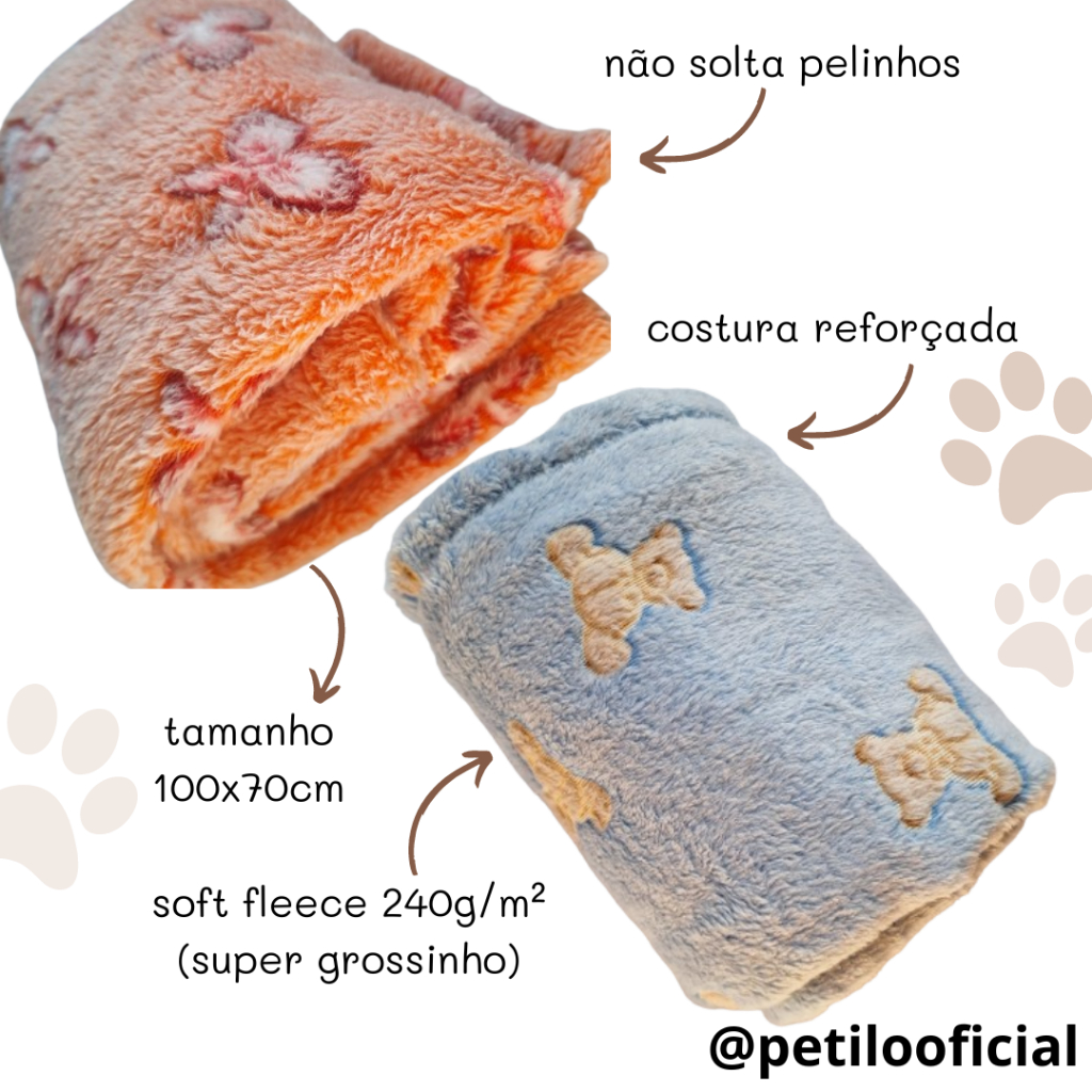 Manta Cobertor Pet - Cachorro/Gato - Azul com Ursinhos - 1x0,7m - Com ...