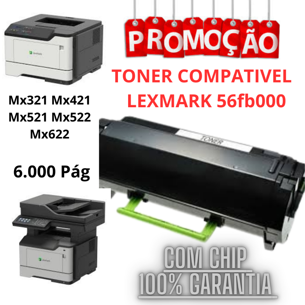 Toner Lexmark 56fb000 6k Para Mx321 Mx421 Mx521 Mx522 Mx622 | Shopee Brasil