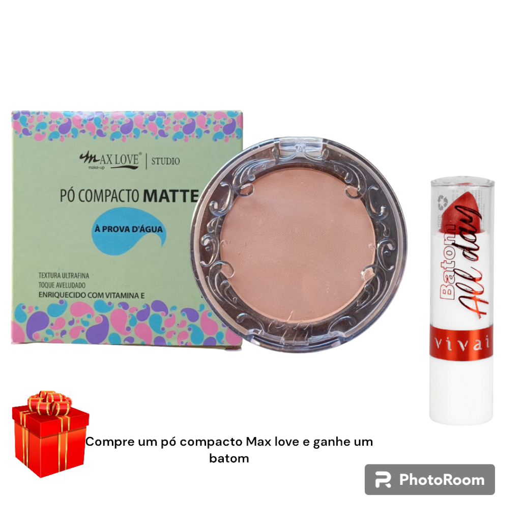Pó Compacto Max Love Vegano Matte á Prova D' Agua | Shopee Brasil