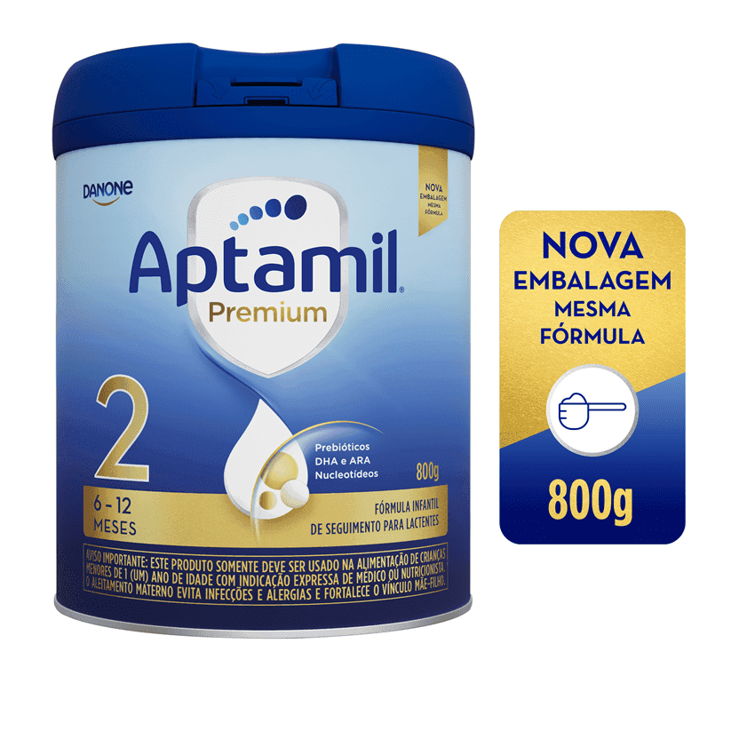 Fórmula Infantil Aptamil Premium 2 Danone Lata de 800g | Shopee Brasil