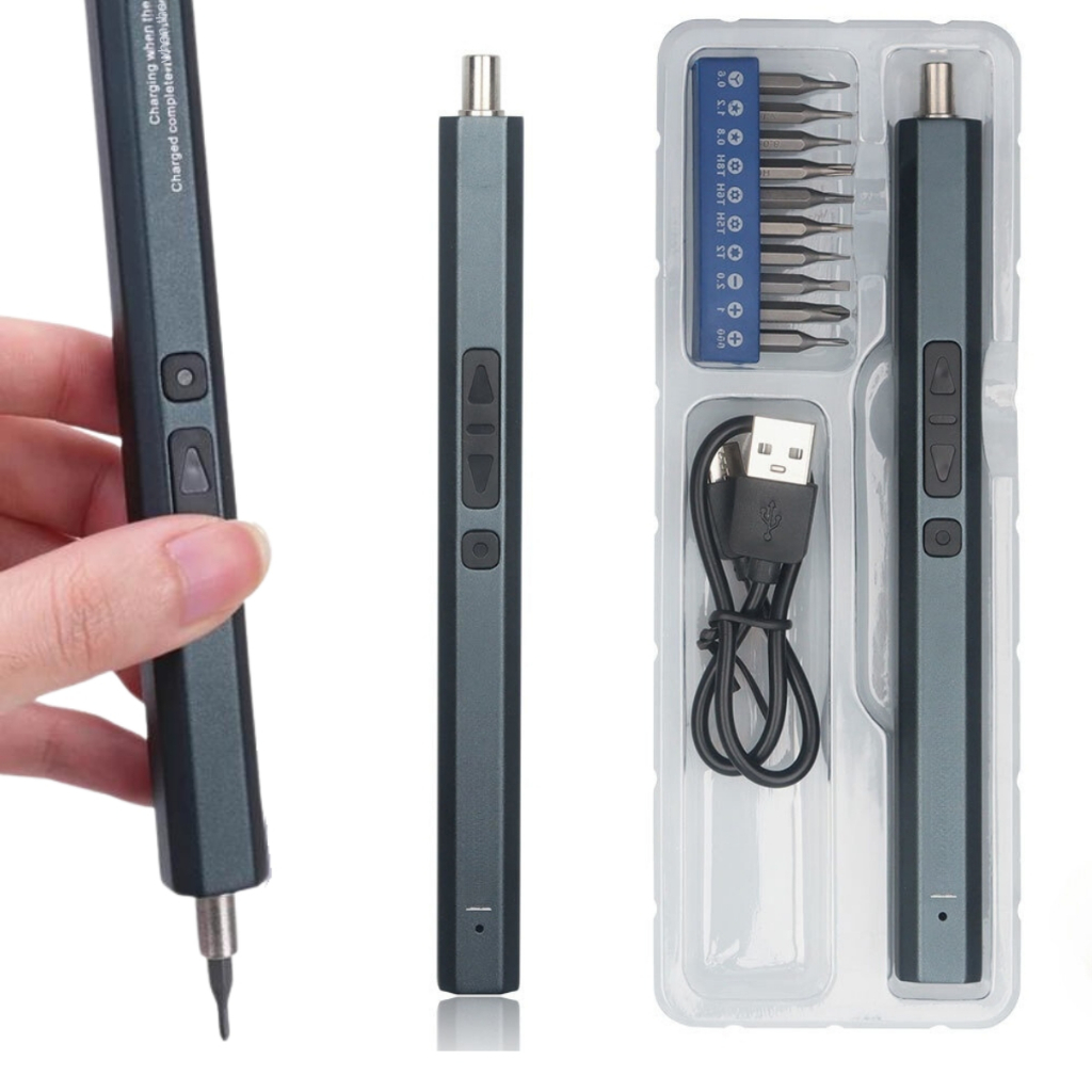 Mini Parafusadeira Elétrica Portatil Lanterna 12 Pçs Manutenção Celular ...