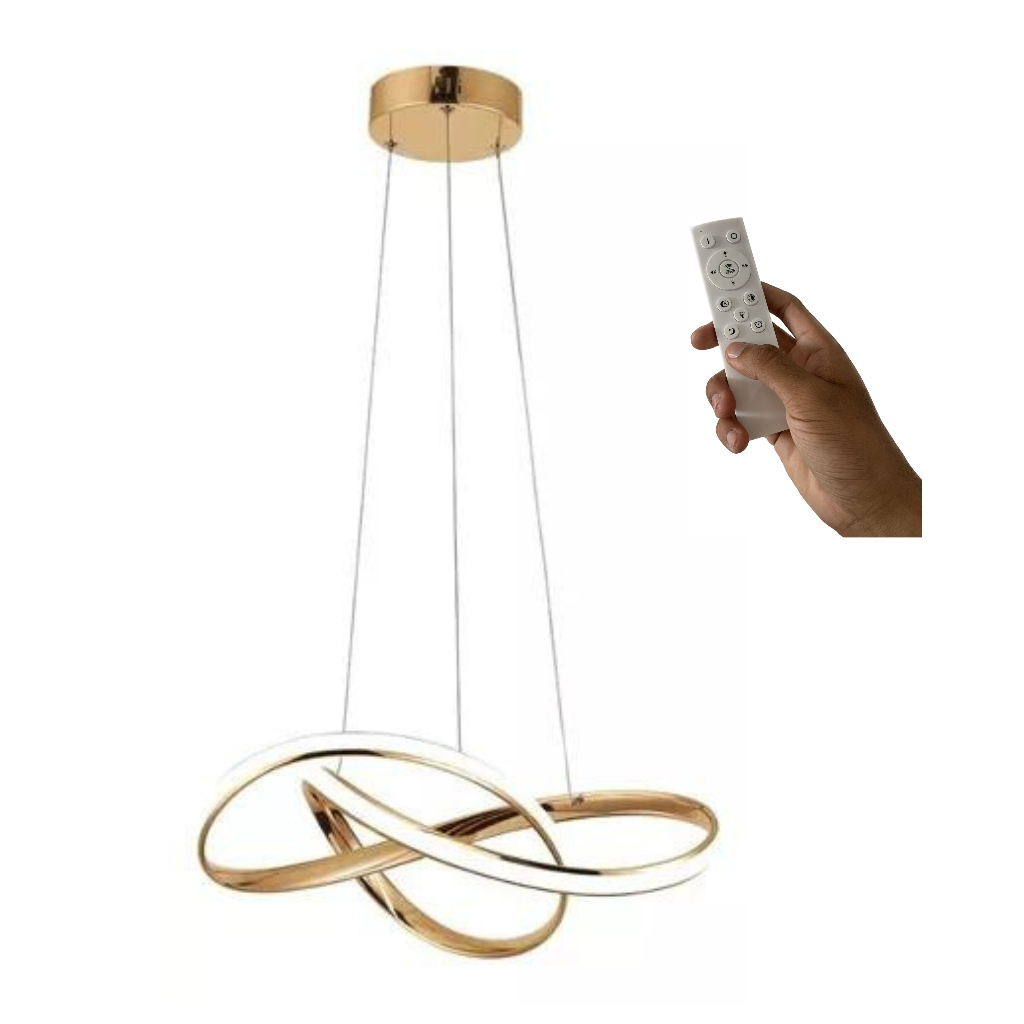 Lustre Sala Led Luxo Moderno 45w 50 cm Dourado C/ Controle | Shopee Brasil