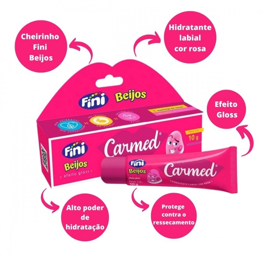 Kit c/3 Hidratante Labial Carmed Fini Beijos/Dentadura/Banana | Shopee Brasil