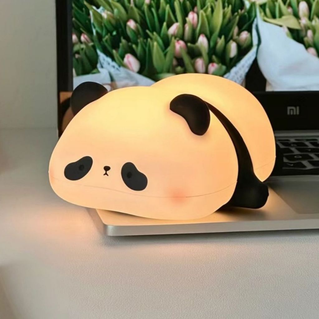 Luminária de Silicone Nocturna Sensor De Toque Panda Fofa Recarregável ...