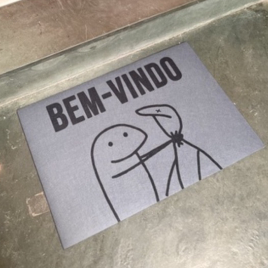 Tapete capacho para Porta Entrada - Bem Vindo Flork meme | Shopee Brasil