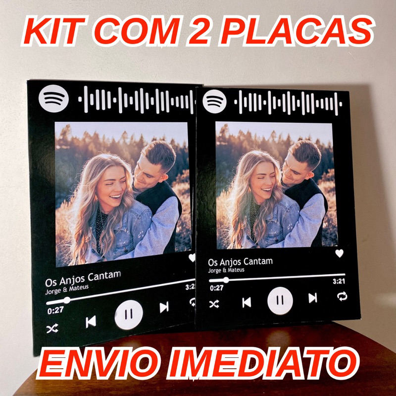 Kit 2 Placas Spotify Personalizada 20x28cm - Placa MDF - Personalizado com Foto e Música ...