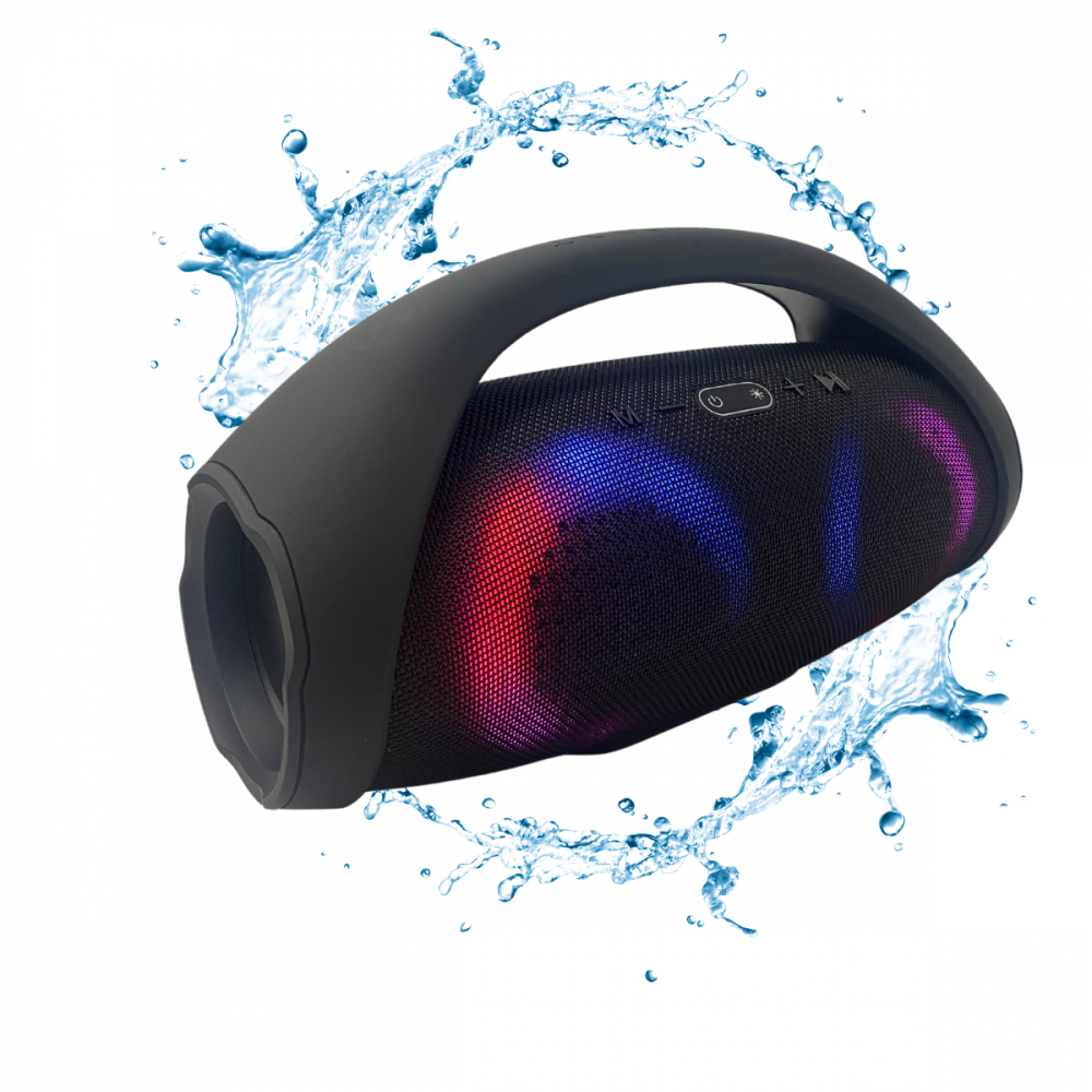 Caixa de Som Booms Box BLACK com LED Bluetooth Wireless Portátil Kapbom ...