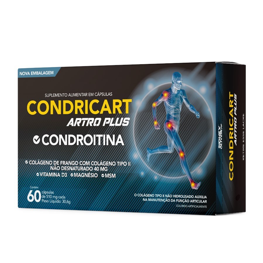 COLÁGENO TIPO II + CONDROITINA + MSM + D3 + MAGNÉSIO CONDRICART ARTRO ...