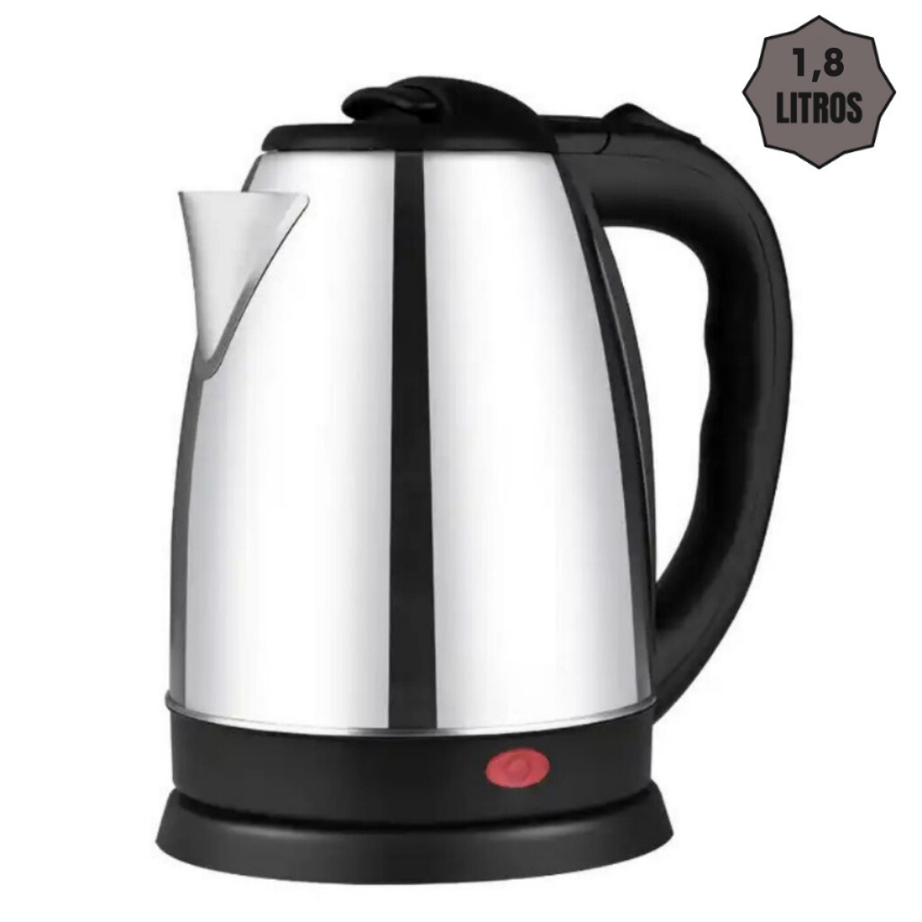 Chaleira Leiteira Elétrica 1,8 Litros Jarra Garrafa Bule Inox 110V ou 220V Desligamento ...