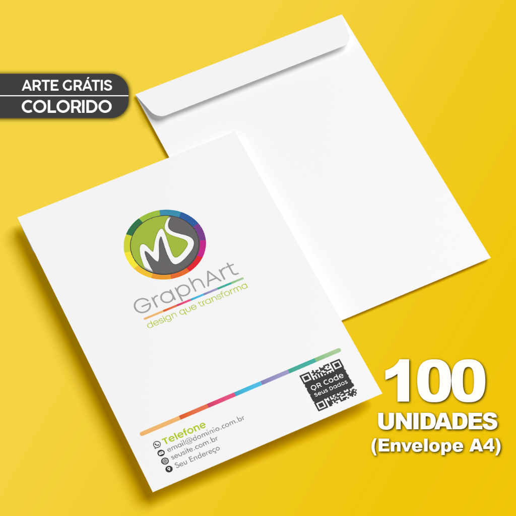 Envelope Personalizado A4 - Arte Grátis - Papel Offset 90g. (Variação ...
