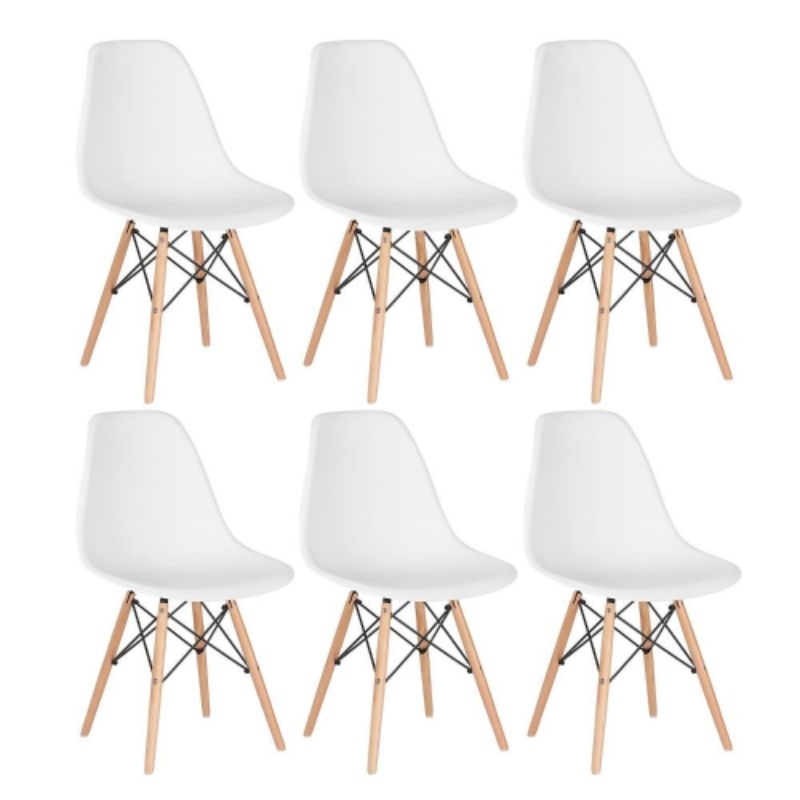 kit 6 Cadeiras Charles Eames Eiffel Dkr Dsw Polipropileno Sala Varanda Gourmet Cor Branca ...