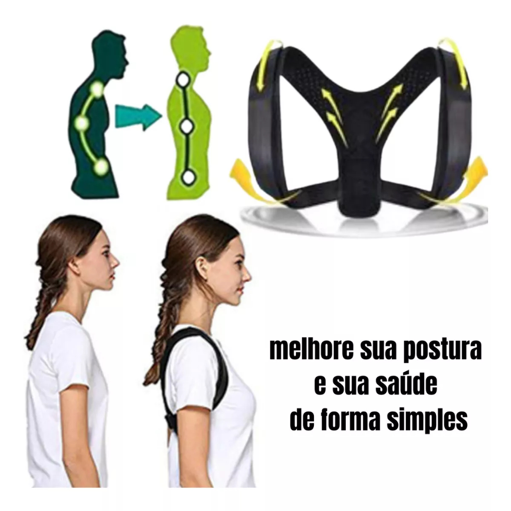 Colete Corretor De Postura Coluna Ortopédico Unissex Confort justável ...
