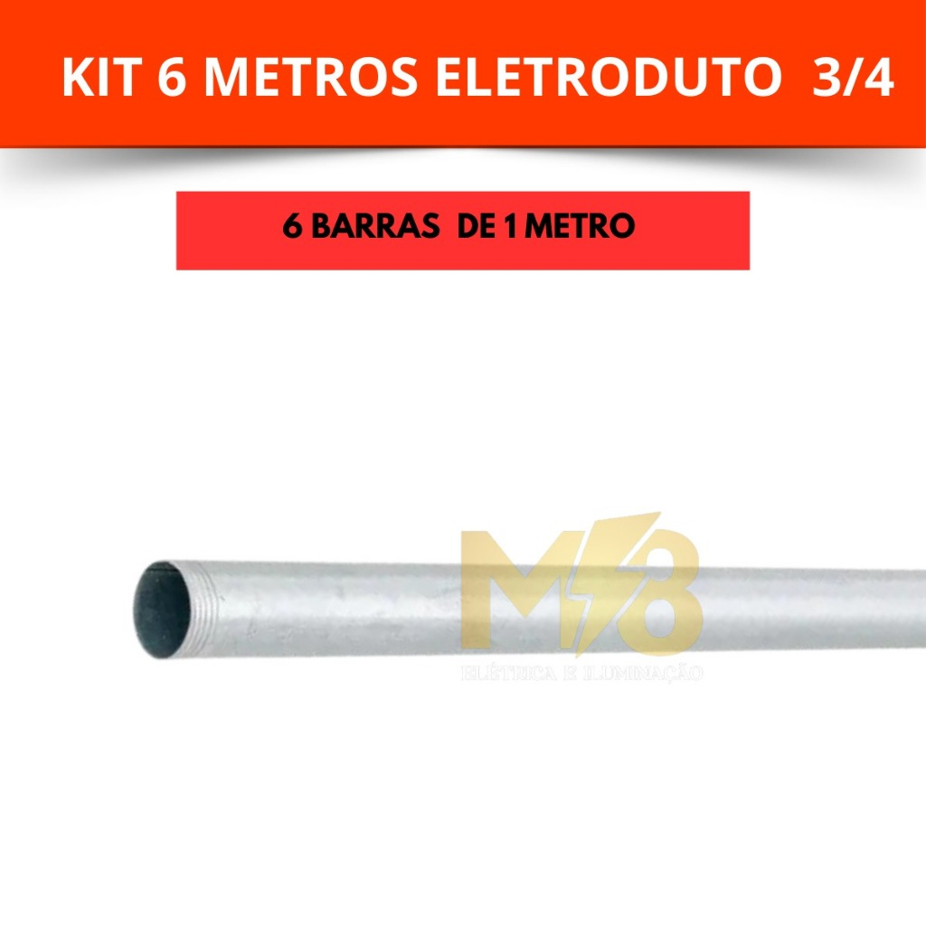 6 METROS BARRA ELETRODUTO GALVANIZADO 3/4 POLEGADA ELETRODUTO ZINCADO ...