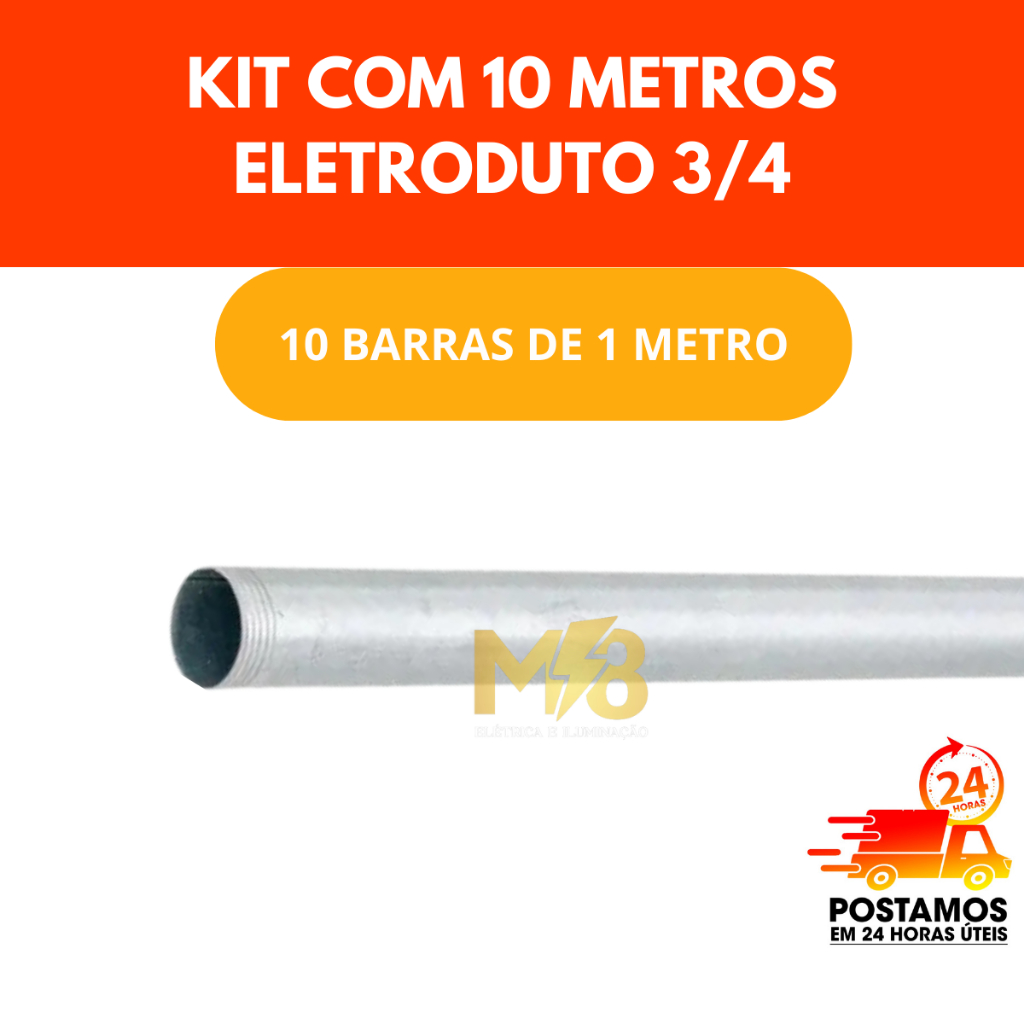 10 METROS BARRA ELETRODUTO GALVANIZADO 3/4 POLEGADA ELETRODUTO ZINCADO ...
