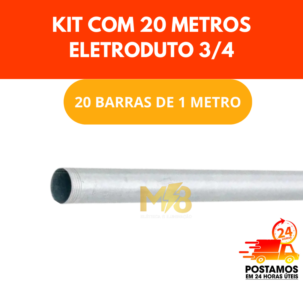 20 METROS BARRA ELETRODUTO GALVANIZADO 3/4 POLEGADA ELETRODUTO ZINCADO ...