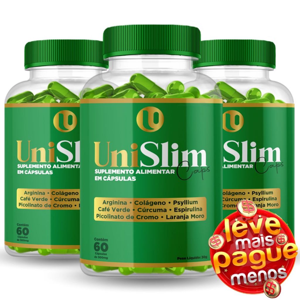 Kit 3 Emagrecedor UniSlim Laranja Moro Cromo Psyllium Arginina Café ...