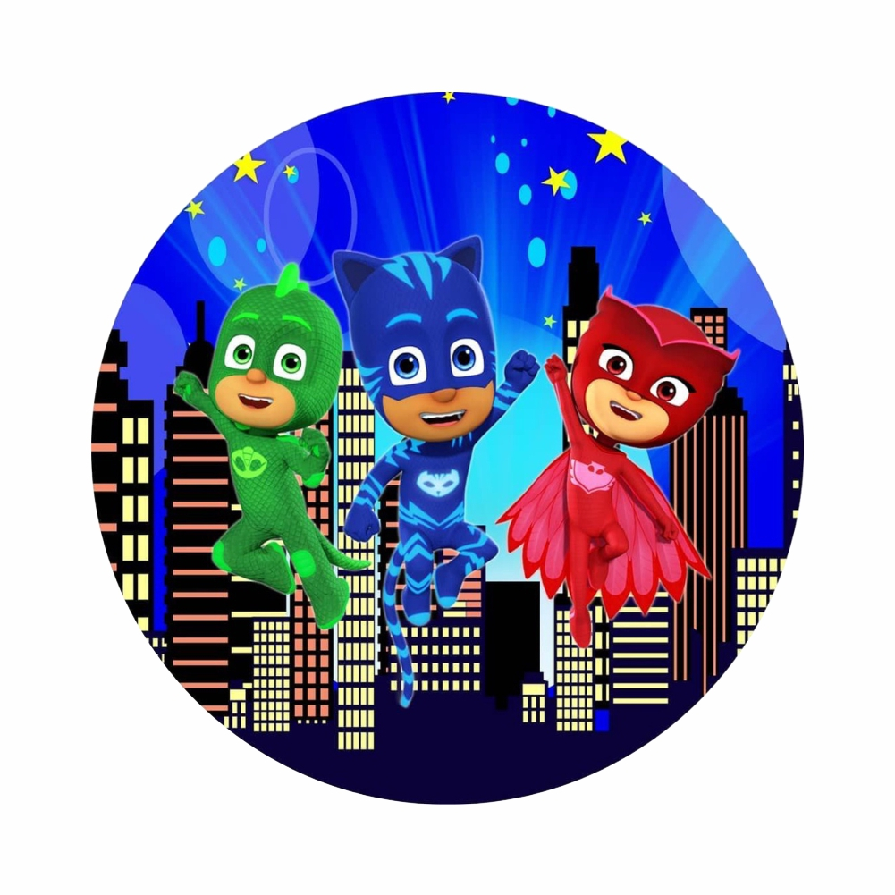 Painel De Festa Redondo Sublimado Tema PJ Mask | Shopee Brasil