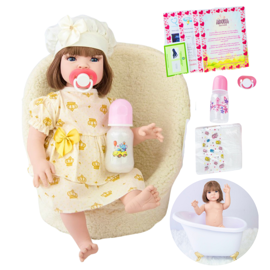 Boneca Bebê Reborn Realista 100% Silicone Menina Original Pode dar ...